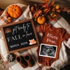 Fall Baby Boy Pregnancy Announcement Digital, Autumn Thanksgiving Baby ...