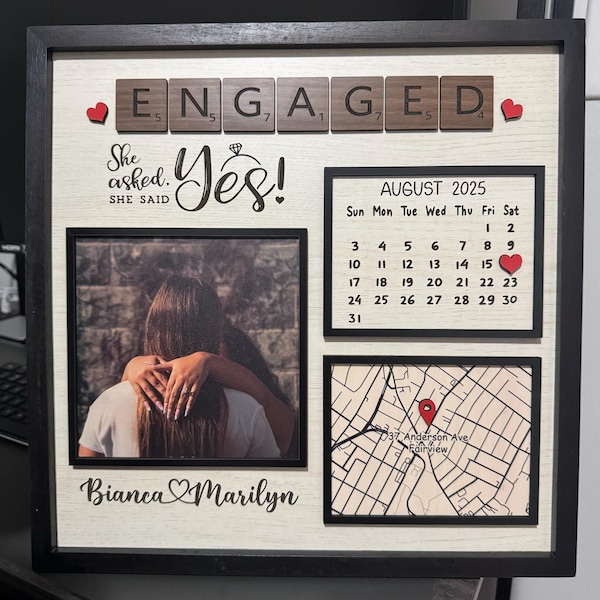 Custom Location Photo Frame | Personalized Map, Engagement Gift - Etsy