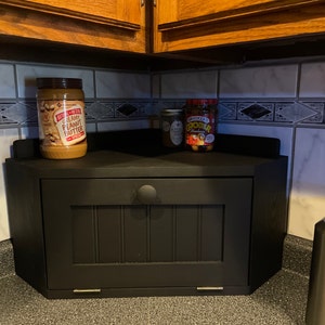 Corner Solid Wood Bread Box, Wood Breadbox, Corner Breadbox, Country Breadbox, Farmhouse ...