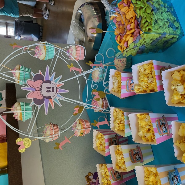 Printable Minnie's Fun Wheel Label, Minnie Birthday, Disneyland Party ...