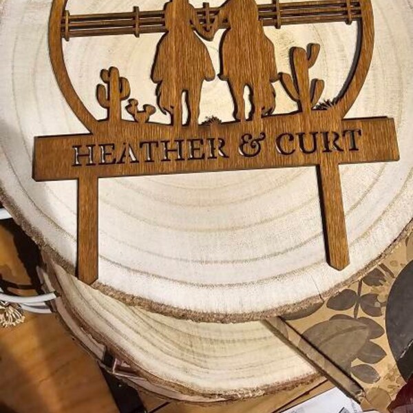 Farm Wedding Cake Topper, Cowboy Wedding Cake Topper With Cow, Ranch ...