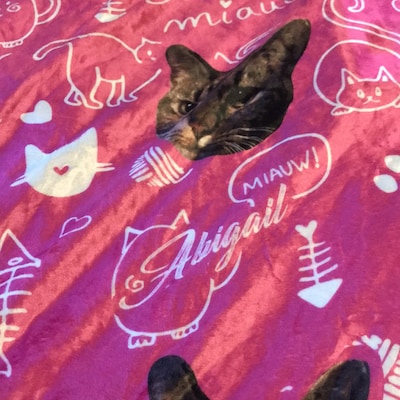 Personalized Pet Cat Photo Blanket, Custom Cat Face and Name Blankets ...