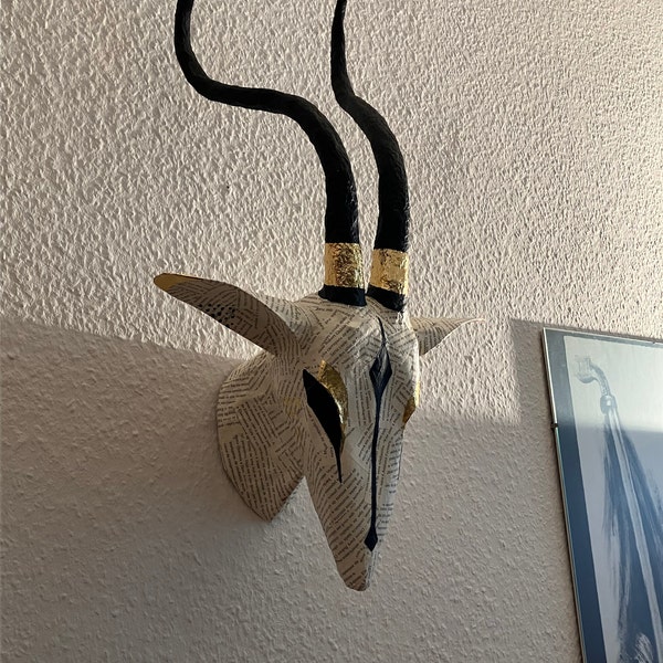 Paper Mâché Impala Antelope Head With Gold Leaf Details, Tau - Etsy