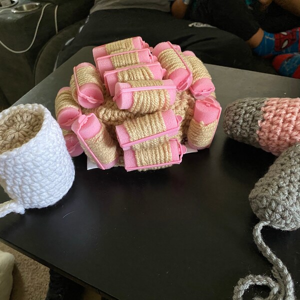 Crochet Curler Hat,quick to Ship Hand Crocheted Curler Hat,crochet ...