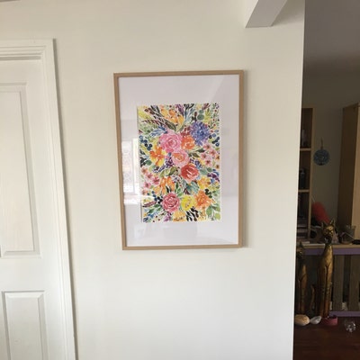 Colourful Spring Flowers Art Print, Floral Watercolour Painting, Bright ...