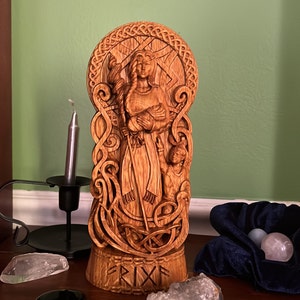 Frigga, God Viking, Wood Carved Frigg Statue, Friga, God Altar ...