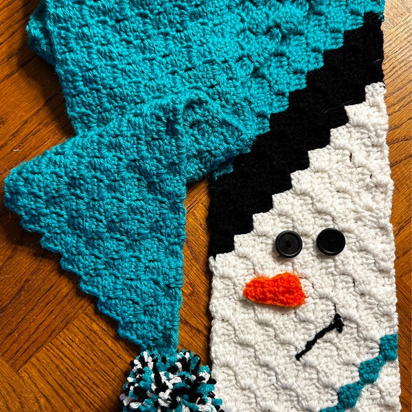 Crochet Pattern for an Adult Size Snowman C2C Scarf - Etsy