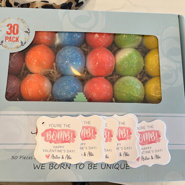 Personalized You're the Bomb! Valentine Bath Bomb Gift Tags | Custom ...