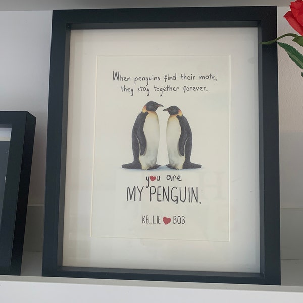 Penguin Valentines Card / Personalised Romantic Valentine's Day Card ...