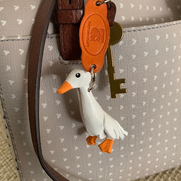 Personalized Leather Duck Keyring, Animal Keychain - Etsy
