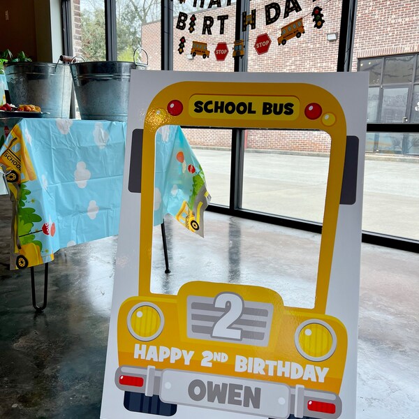 School Bus Printable Photo Booth Frame - School Bus Photo Booth Frame ...