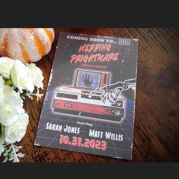 Personalised 80's Horror Movie VHS Tape Inspired Wedding Invite ...