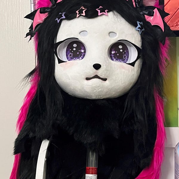 Kig Fursuit Head Cat Furry Head With Lolita Clips, Kig Kemono Fursuit ...