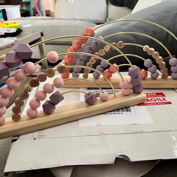 4 Ring-personalized Rainbow Abacus, Nursery Decor Bohemian, Abacus ...