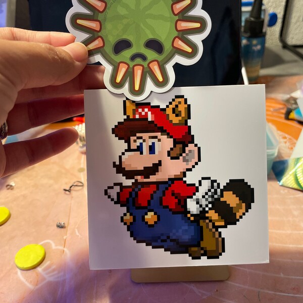 Tanuki Mario / Raccoon Mario Pixelart Gilcée Art Print Super Mario Bros ...