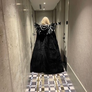 Dark Green Cloak Fully Lined With Black Satin, Hooded Velvet Medieval ...