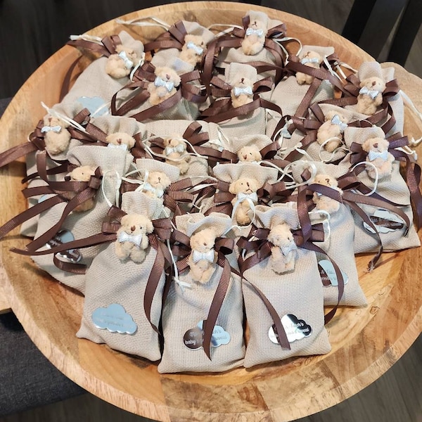 Beige Teddy Bear Sachet Bags, Bear Theme Party, Baby Shower Gifts ...