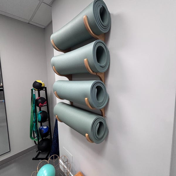 Wooden Wall Holders 6.5", Yoga Mat Holder, Yoga Mat Hooks, Mount Yoga ...