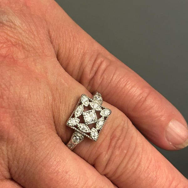 Art Deco Round 0.11CT Bridal Ring Engagement Wedding Band Art Deco ...