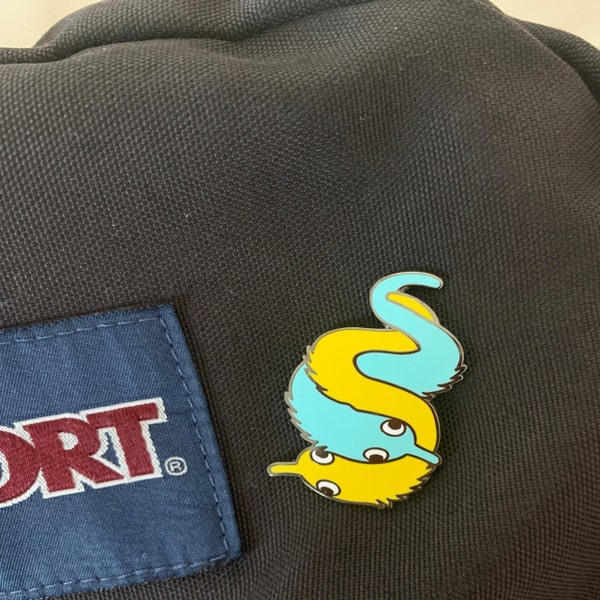 Cuddle Pile - Worm on String Enamel Pin - Etsy