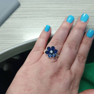 Blue Flower Eda Ring Magnolia Flower Silver Handmade Jewelry ...