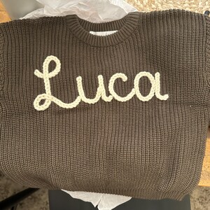 Embroidered Personalized Sweater, Large Embroidered Letter, Checkered ...