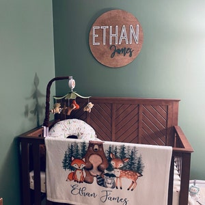 Nursery Name Sign Above Crib Sign Round Name Sign Custom - Etsy