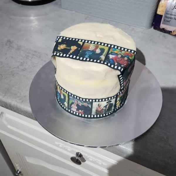 Edible Film Reel Icing Cake Wrap - Pre Cut. 3 Strips per Sheet (5 ...