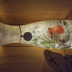 Light up Robin Vase, With Charm Decouoage, Vase, Gifts, Xmas Gifts ...