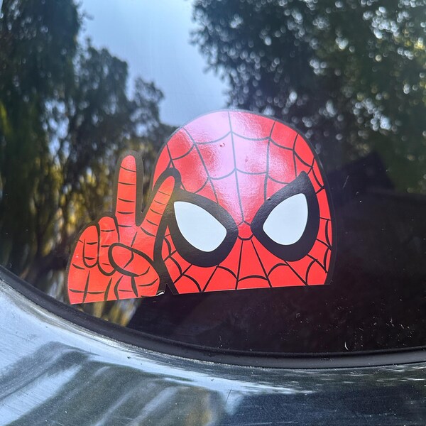 Spider-man Peace Sign Vinyl Car Sticker - Etsy