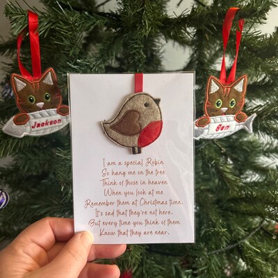 Remembrance Christmas Robin & Card, Felt Robin Tree Decoration ...