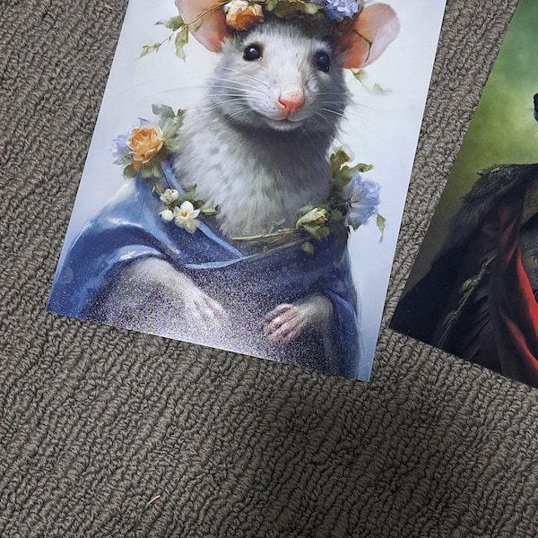Gothic Rat Wearing Flower Crown, Vintage Poster, Art Poster Print, Home ...