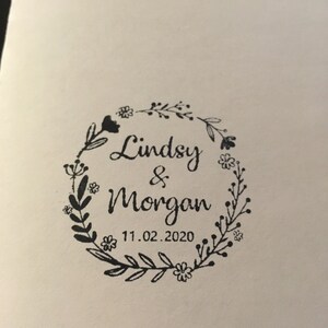 Sello Personalizado Boda, Sello para Boda, Sello Enlace, Flores, Stempel Hochzeit Personalisiert ...