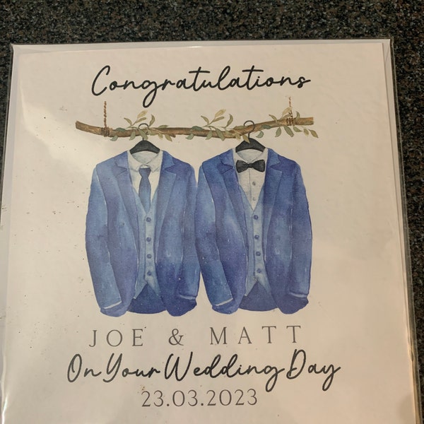 Personalised Wedding Card, LGBT Same Sex Wedding, Mr and Mr, His & His ...