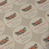 Custom Holiday Labels, Personalized Merry Christmas Labels, Holiday ...