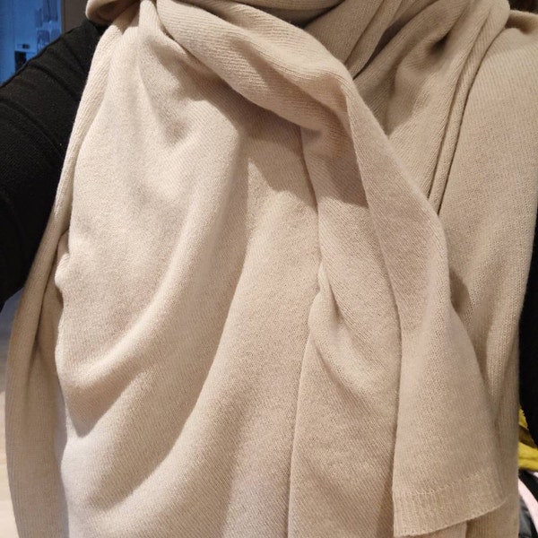 Large Oversized Wool Scarf for Women, Light Beige, Cream, Large Scarf ...