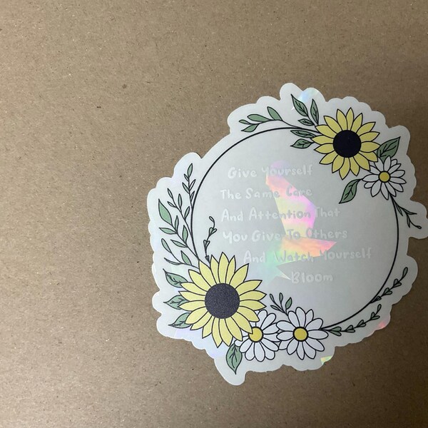 Sunflower Suncatcher Sticker, Positive Uplifiting Vinyl, Rainbowmaker ...