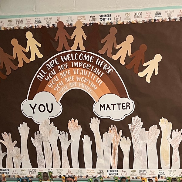 Diversity Rainbow Bulletin Board Decor: Positive Affirmations Classroom ...