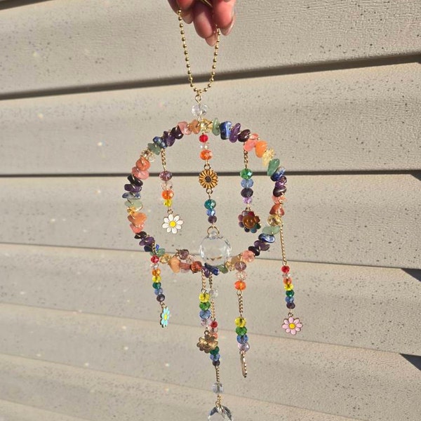 Hippie Suncatcher 70s Flower Sun Catcher Rainbow Suncatcher Flower ...