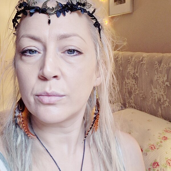 Hecate Goddess Tiara With Onyx With Black Austrian Crystal Pagan Wicca ...