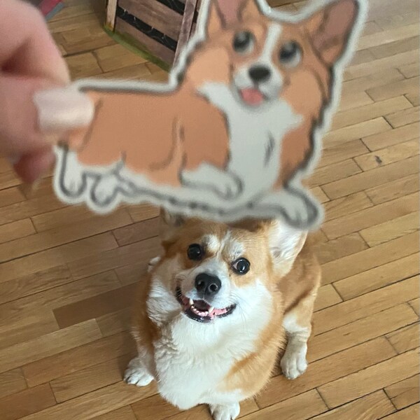 Cardigan Corgi Sticker || Chibi Puppy Dog, Vinyl, Hand Drawn ...