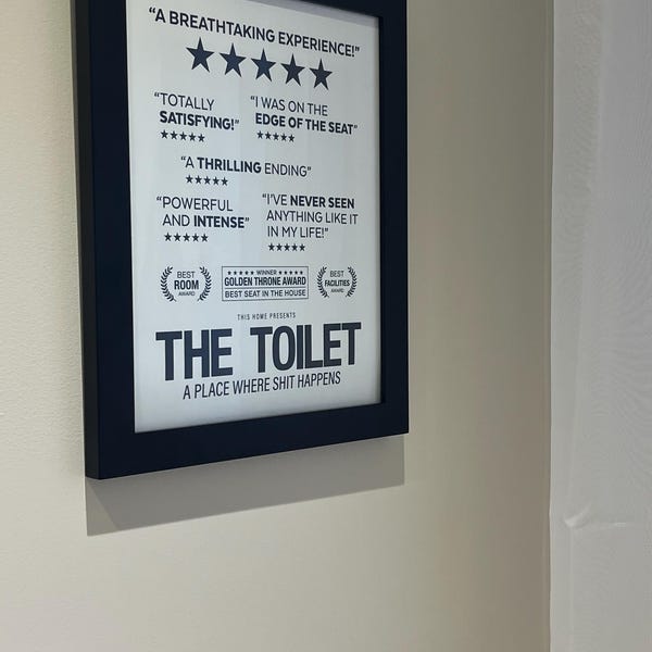 Toilet 5 Star Reviews, PRINTABLE Wall Art, Bathroom Rating Sign, Funny ...