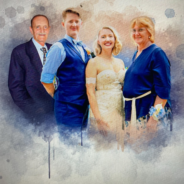 Custom Memorial Drawing, Add Deceased Loved One, Family Portrait ...