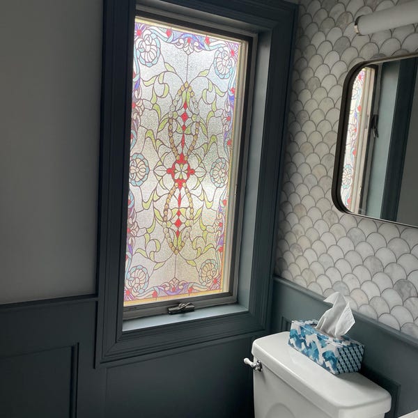 Custom Size Ocean-themed Bathroom Door Privacy Film Underwater Coral ...