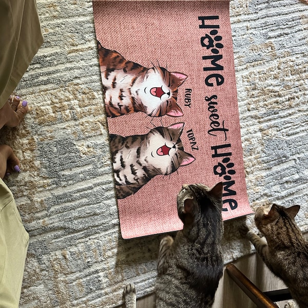 Custom Cat Doormat, Cat Welcome Doormat, Home Sweet Home, Cat Rug ...