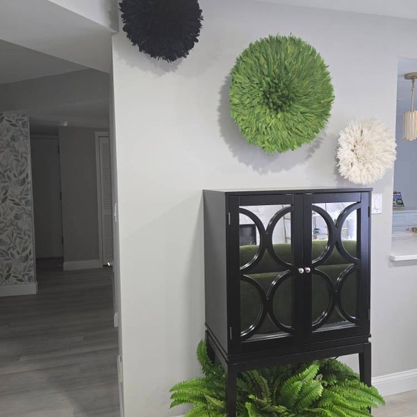 White Juju Hat Wall Décor Set, Boho Wall Decor, Ivory Juju Hat Feather ...