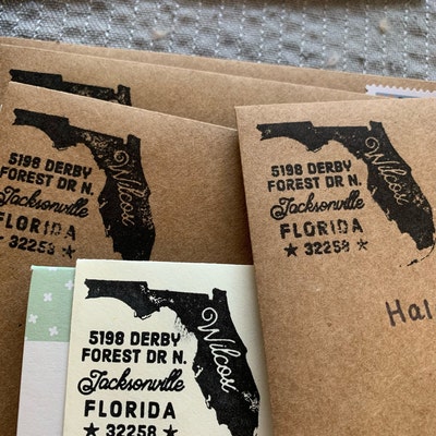 Florida Return Address State Stamp, Personalized Rubber Stamp - Etsy