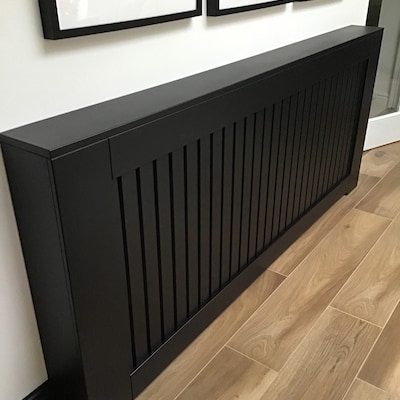 Oak Black Radiator Cover Black Cover With Oak Slat Bespoke Radiator ...