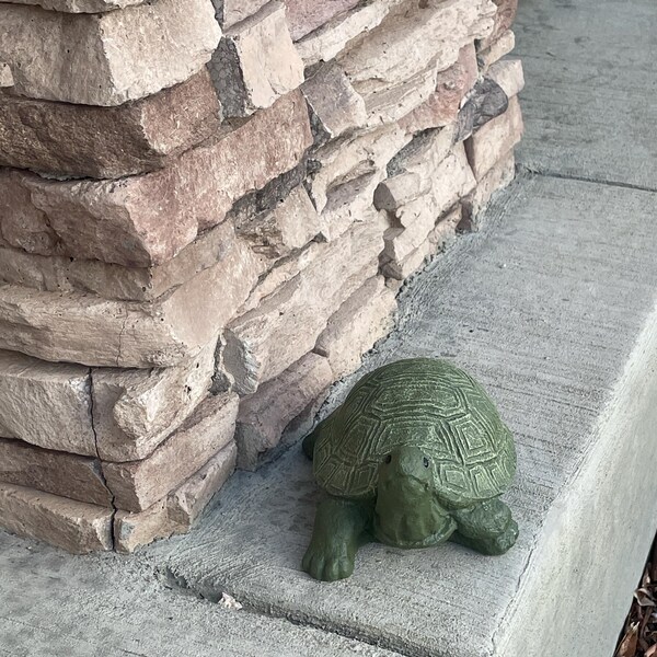 Turtle Statue Stretching, Painted Concrete Garden Figure, Cement Turtle ...