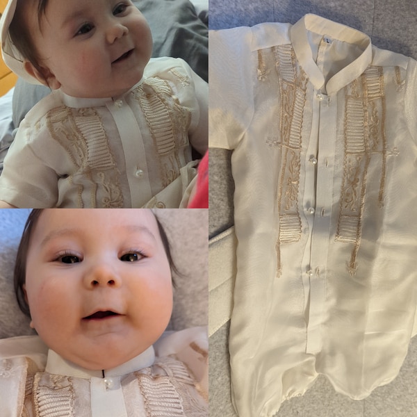 BAPTISMAL BARONG TAGALOG Set for Baby Boys Romper With Inner Lining ...